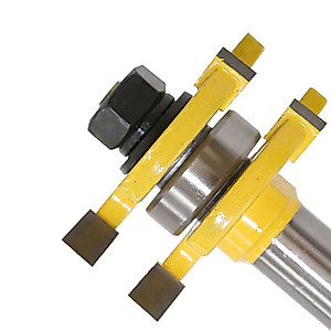 Yakamoz 1/2-Inch Shank Matched Tongue and Groove Router Bit Set 3 Teeth T Shape Wood Milling Cutter Woodworking Tool