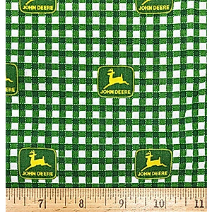 1/2 Yard - John Deere Farm Tractor Gingham Check Cotton Fabric - Officially Licensed (Great for Quilting, Sewing, Craft Projects, Throw Blankets & More) 1/2Yard X 44"