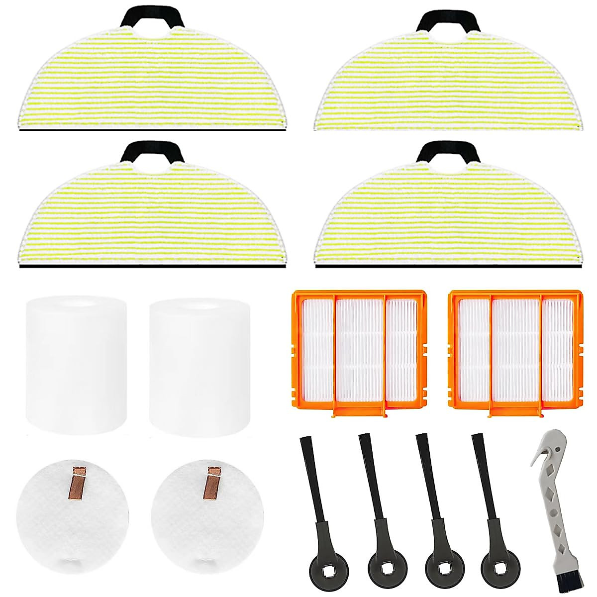 SACLMD RV2610WA AV2610WA Microfiber Vacuum Mop Replacement Pad, Shark Compatible RV2610 WA RV2620WA RV2410WD AV2610WA AI Ultra 2-in-1 Robot Vacuum Cleaner Set, 15-Piece Set, green, SDJ0502