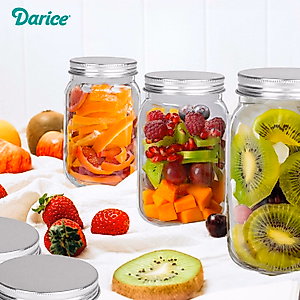 Darice 8 oz Plastic Mason Jars with Airtight Screw on Lid - Refillable Clear Plastic Jars Containers for Kitchen and Household Storage, BPA-Free Jars with Lids, Pack of 12