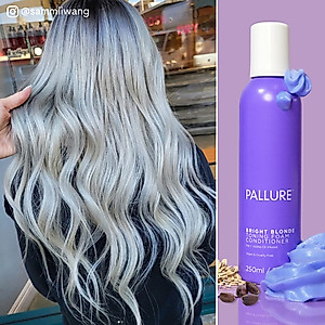 Pallure Bright Blonde Hair Toning Foam Conditioner, Reduces Brassiness And Yellow Tones – For Blonde, Silver, Ash Hair, Vegan and Cruelty Free, 250 ml