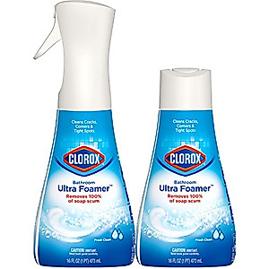 Clorox Bathroom Ultra Foamer, Household Essentials, Fresh Clean, 1 Spray and 1 Refill, 16 Fl Oz Each (Package May Vary)