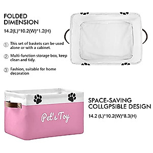 Pink Pet Name Custom Storage Basket Customize Storage Organizer Box Bin Large Collapsible Cube Baskets with PU Handles for Shelf Closet Nursery Laundry 1 Pack