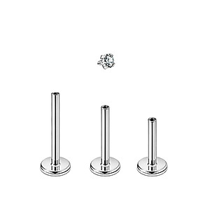 FANSING Surgical Steel Earrings Silver Cartilage Earring Stud Conch Piercing Jewelry Helix Tragus Earrings for Women 1.5mm Clear CZ End with 18g 6mm 8mm 10mm Internally Threaded Labret Post
