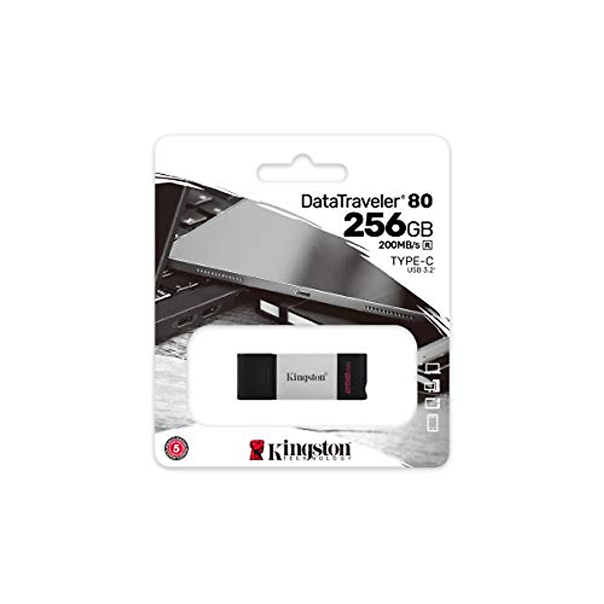 Kingston DataTraveler 80 256GB USB Type-C Flash Drive (DT80/256GB), Metal