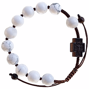 Sine Cera Howlite & Jujube Wood Adjustable 10mm Rosary Bracelet
