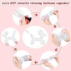 Aodaer 72 Pieces Long Skinny Latex Balloons Twisting Balloons Modelling Balloons for DIY Festival Party Favors Birthday Wedding, Clear