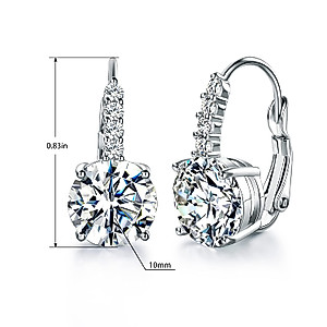 White Gold Plated Round Cut Cubic Zirconia Drop Dangle Earrings Prong Setting Bridal Earrings for Women