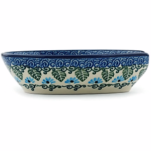 Polish Pottery Spoon Rest 5-inch Forget Me Not made by Ceramika Artystyczna