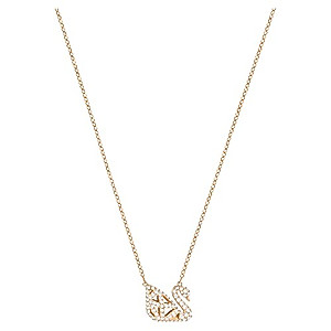 SWAROVSKI Facet Swan Reversible Pendant Necklace, Swan Pendant with Black and Clear Crystal Pavé on a Mixed Metal Finish Setting, Part of the Facet Swan Collection