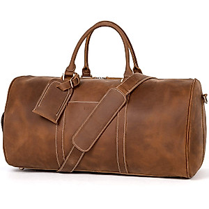 BOSTANTEN Duffle Bags for Men Genuine Leather Travel Bag and Leather Backpack 15.6 inch laptop Backpack Travel College Bag Black