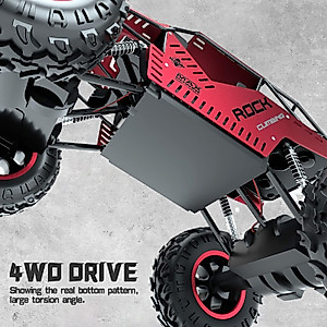 RC Monster 2 in 1 Remote Control Car for Boys Girls, 1:14 Scale 25+ KM/H RC Trucks Car 2.4GHz All Terrains Off Road Monster Crawler Vehicle Toy with 2 Rechargeable Batteries (Red)