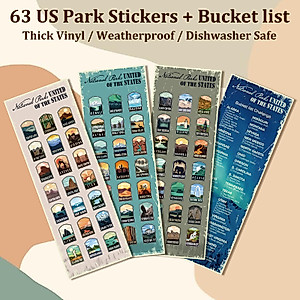 National Parks Water Bottle with Stickers | 32oz Leakproof Insulated Stainless Steel with Straw | Perfect for Hiking, Camping & Travel (Black)