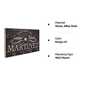 People People Personalized Wood Key Hanger for Wall | New Home Décor Gift for Wedding Housewarming | Customized Gifts for Couple Mr Mrs Key Ring Holder Hook | Key Rack | C01D07