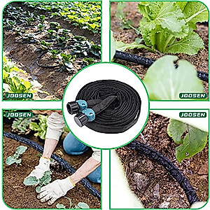 JOOSEN Soaker Hose 25ft 1/2" Flat Double Layer Consistent Drip Hose Saving 80% Water Leakproof Kink Free Vegetable Garden Hose