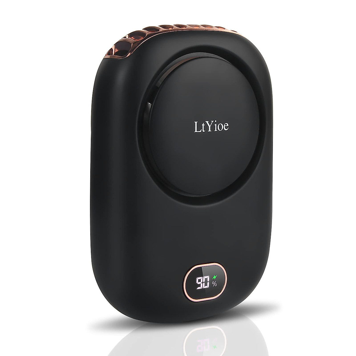 LtYioe Mini Fan Mini Handheld Fan Portable Fans USB Rechargeable, Personal Desk Fan Multifunctional with Strong Airflow, LED Smart Display and 3 Speed Adjustable for Outdoor Beach Home(Dark Black)