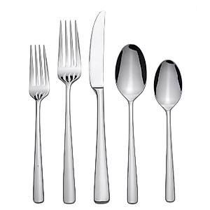 Oneida Doublet 20 Piece Everyday Flatware Set, 3.05 LB, Metallic
