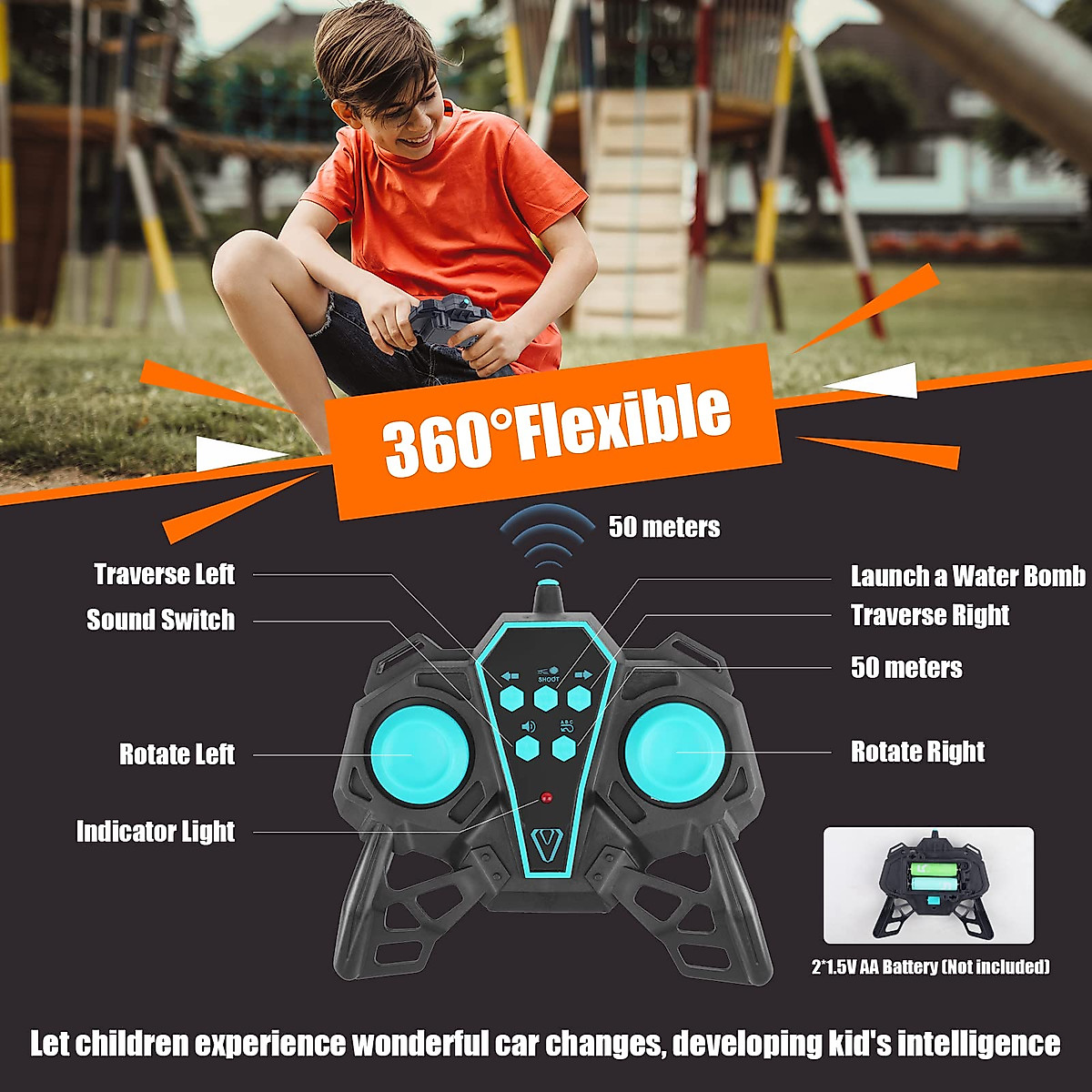 Smalody RC Car Toy, Fog Racer Remote Control Car Kids Racing Hobby Toy with Rear Fog Stream 1:12 4WD Crawler Toy Car Model Vehicle Boy Girl Adults LED Light Monster Truck with Rechargeable Battery