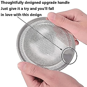 Qtimal Kitchen Sink Drain Strainer with Upgraded Handle, 2 Pack Reinforced Stainless Steel Sink Strainer for Most Home Standard Kitchen Drains, Anti-Clogging Drain Basket Catcher with Fast Flow Design