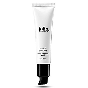 Jolie Mineral Sheer Tint SPF 20 Oil Free - Face Tinted Moisturizer - Hydration - Coverage - Sunscreen- Mineral Formula - Vegan (Sun Glow)