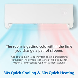 Leadzm 9,000 BTU Mini Split AC/Heating System with Inverter, 115V 19 SEER Energy Saving Ductless Split-System Air Conditioner with Pre-Charged Condenser, Heat Pump, Remote Control & Installation Kit