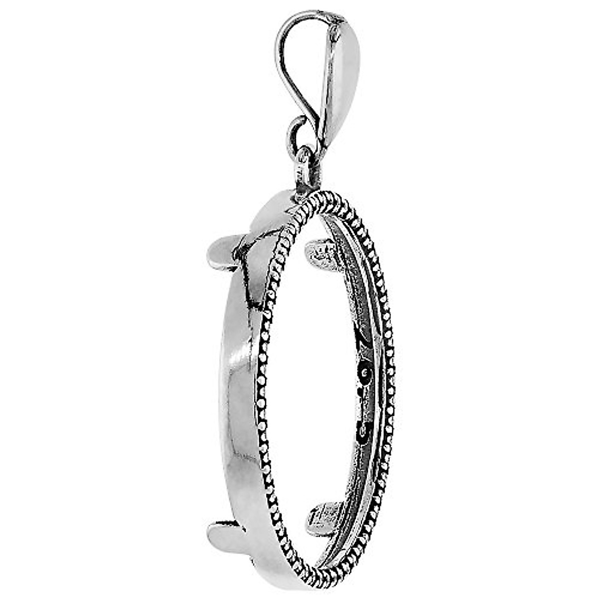 Sterling Silver Susan B. Anthony Bezel Sacagawea 26 mm Coins Prong Back Illusion Edge Coin NOT Included