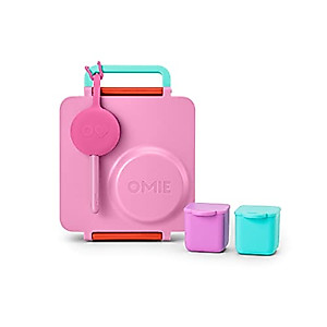 OmieBox Bento Box for Kids + OmieBox (2 pack) Leakproof Dips Containers To Go, Salad Dressing Container + OmiePod