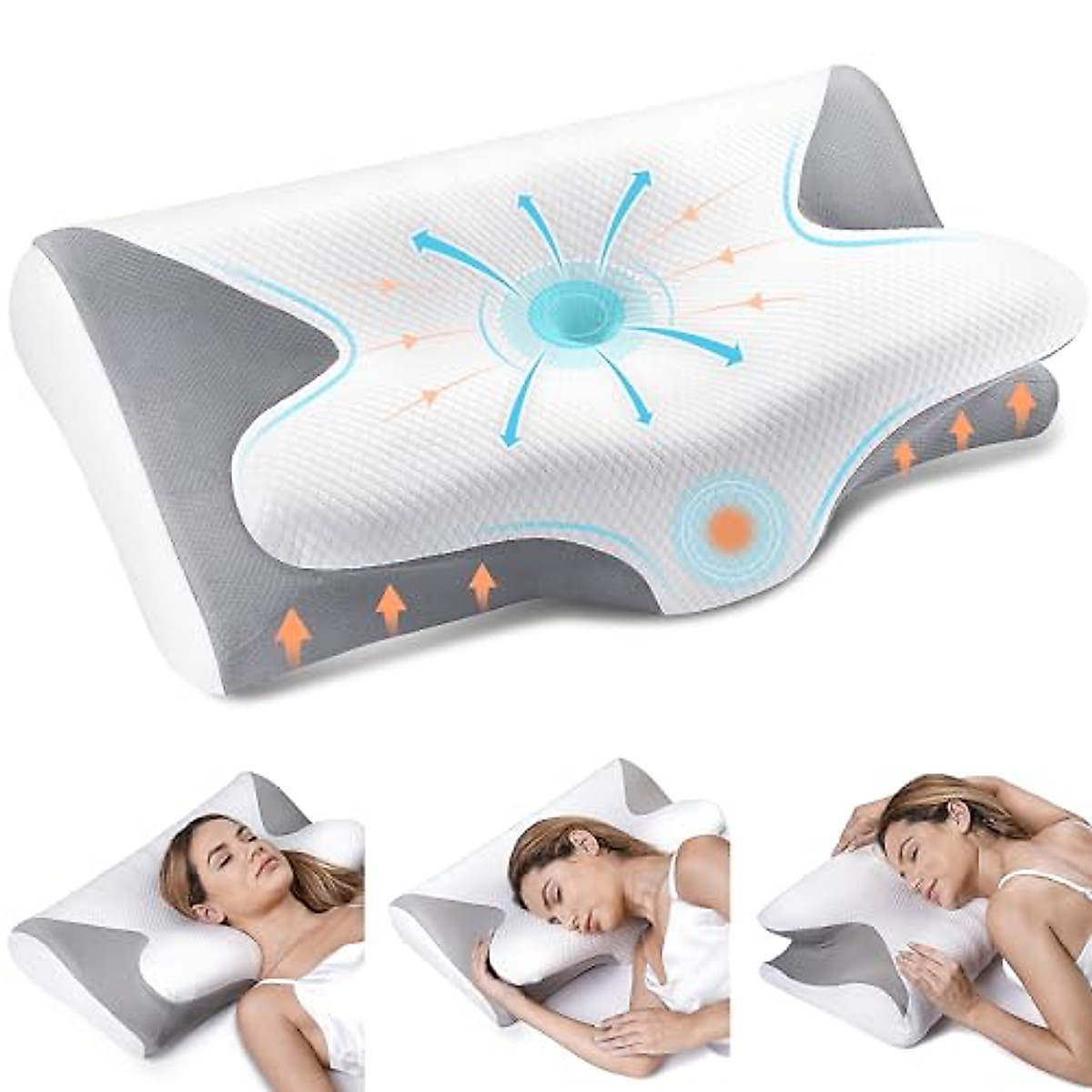 Memory Foam Pillows - Neck Support Pillow for Pain Relief, Ergonomic Cervical Pillow Cozy Sleeping for Neck and Shoulder Pain, Odorless Orthopedic Contour Bed Pillow for Side Back Stomach Sleepers