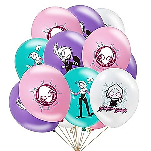 32pcs Spider Girl Latex Balloons，Female Spidey Theme Party Supplies, Female Spider girl Birthday Party Decoration for Girls