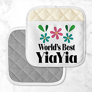 CafePress Worlds Best Yia Yia Pot Holder with Unique Design 9"x9"
