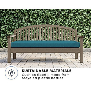 Honeycomb Indoor/Outdoor Textured Solid Teal Bench Cushion: Recycled Fiberfill, Weather Resistant, Reversible, Comfortable and Stylish Patio Cushion: 44" W x 18.5" D x 3" T