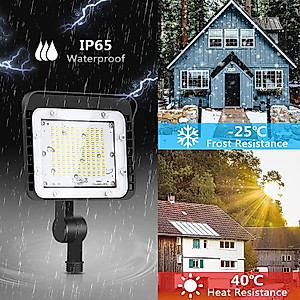 PBYBGB 60W LED Flood Light Outdoor for Dusk to Dawn, Super Bright 7500LM Security Lights, Adjustable Knuckle Mount,5000K Daylight IP65 Waterproof Floodlights for Yard, Garden, Garages,Parking Lot