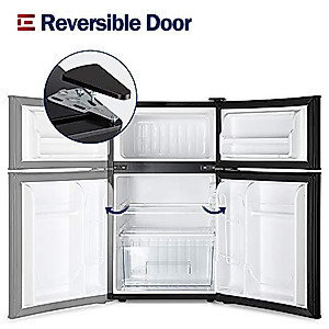 EUHOMY Mini Fridge with Freezer, 3.2 Cu.Ft Compact Refrigerator with freezer, 2 Door Mini Fridge with freezer, Upright for Dorm, Bedroom, Office, Apartment- Food Storage or Drink Beer, Black.