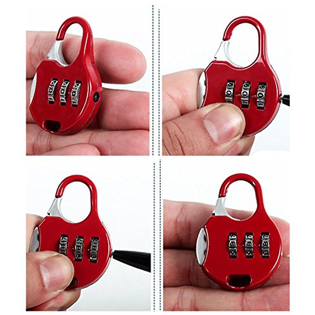 ZPLIUST 3 Digit Combinations Padlock The Safe Cipher Lock Resettable Code Lock, Color Locks (8 Pack)