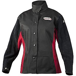 Lincoln Electric womens leather Jessi Combs Women s Shadow Welding Jacket, Black/Red, Small US