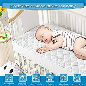 GRT 2 Pack Waterproof Crib Mattress Protector, Quilted Baby Mattress Cover Fitted Deep Pocket from 4" up to 9", Extra Soft Breathable & Noiseless Toddler Mattress Pad 52"x28", White