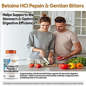 Doctor's Best Betaine HCI Pepsin & Gentian Bitters, Digestive Enzymes for Protein Breakdown & Absorption, Non-GMO, Gluten Free, 120 Caps, Original Version
