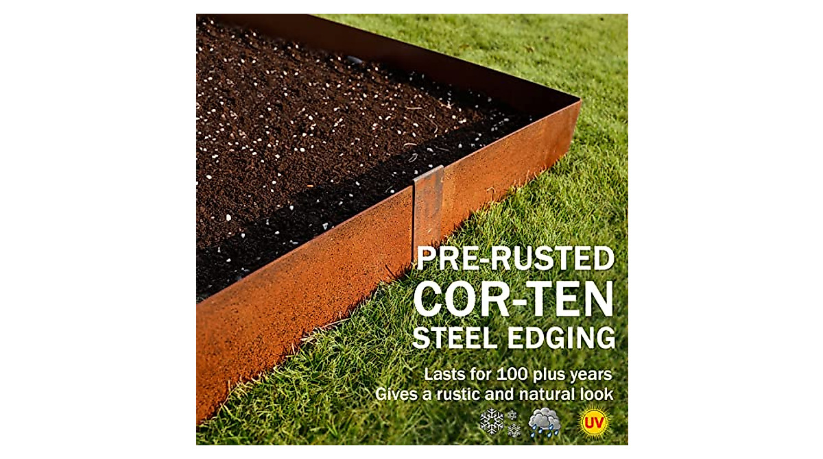 Worth Garden Rusted Steel Landscape Edging Pack - 20Ft Durable Border