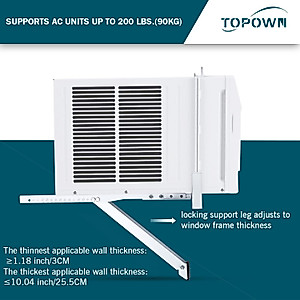 TOPOWN Air Conditioner Support Bracket, AC Support Bracket Window Ac Bracket No Drilling Ac Brackets for Windows No Drilling-Holds Up to 200 lbs