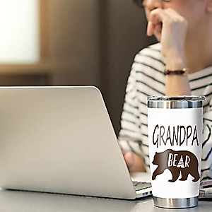 Waldeal Bear Grandpa Coffee Mug Stainless Steel Thermal Tumbler with Lid, Double Wall Vacuum Insulated Travel Mug for Gifts for Men, Birthday Gifts for Grandpa, New Grandpa, Christmas Gifts, 20oz