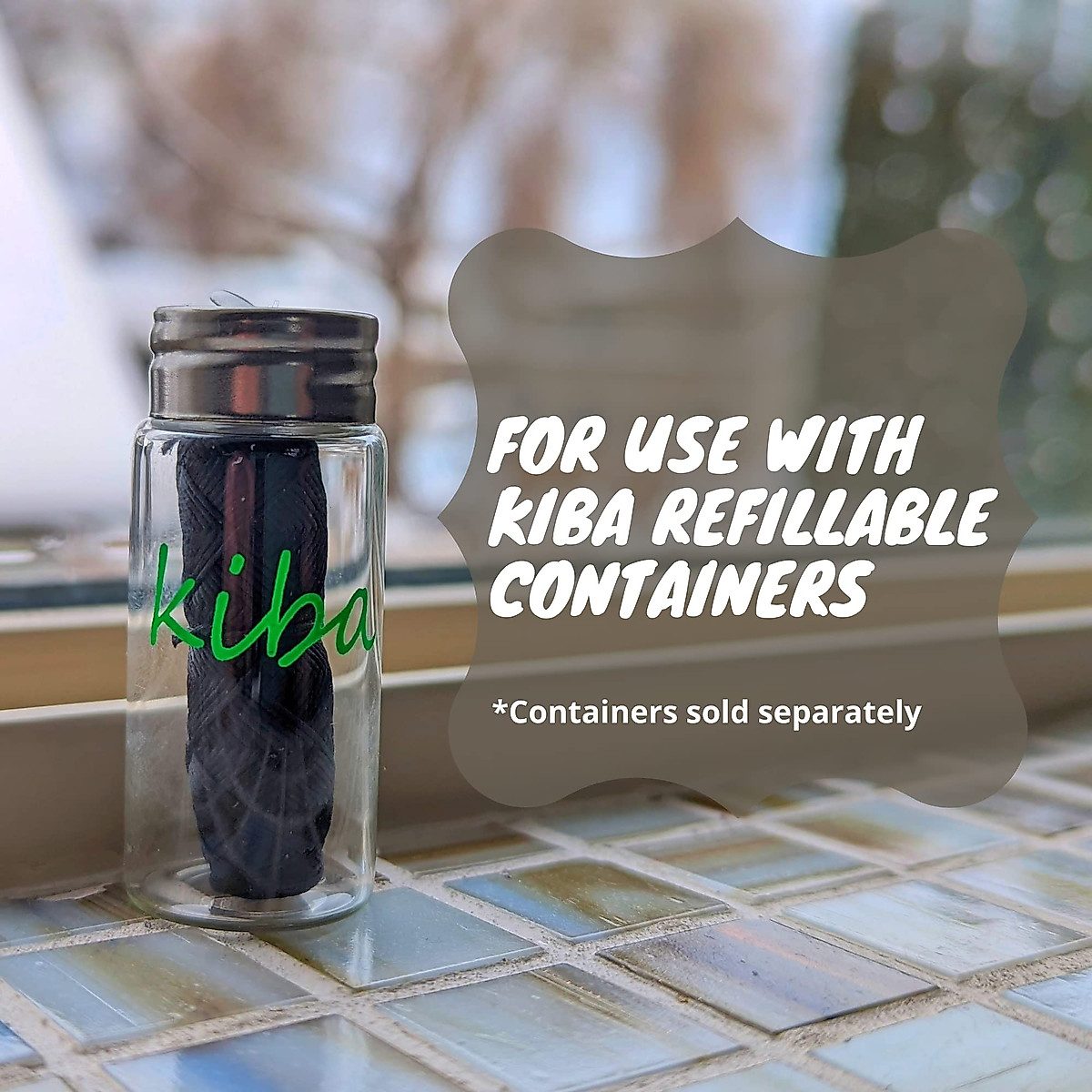 Kiba Bamboo Charcoal Floss 3 Piece Refill Set (3 x 30M Dental Floss Refills) - Eco Friendly Floss w/Candelilla Wax - Mint - Vegan