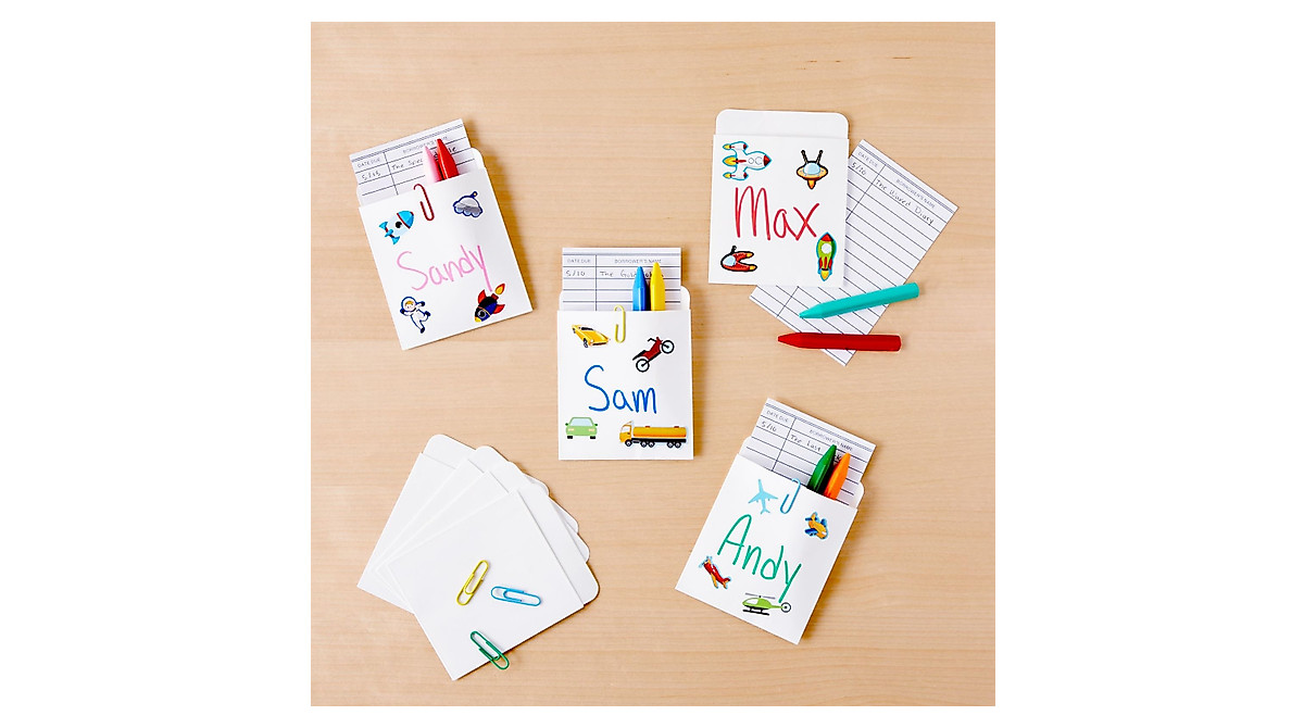 Self-Adhesive Library Card Pockets - 100 Pack for Schools & Libraries