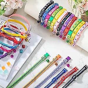 24 Pcs Puppy Collars for Litter Cat Collar with Bells Soft Nylon Whelping Puppy Collars Adjustable Reflective Cat Collar for Newborn Pets Dogs, Assorted Colors (Lovely Style)
