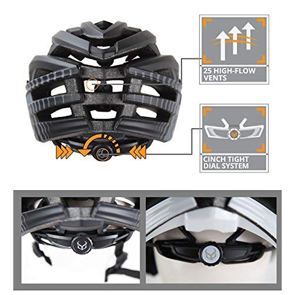 Demon Bike Helmet, 11.5 OZ Weightless Edition, 25 High Flow Air Vents, Removable Visor, Washable Fit Pads, Patented Fidlock Self Closing Buckle