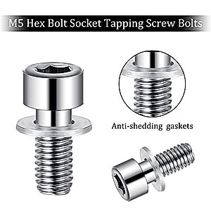 40 Pieces M5 Hex Bolt Socket Tapping Screw Bolts Water Bottle Cage Bolts with Washers for Bike Water Bottle Cage Holder Bracket Rack, 0.67 x 0.31 Inch