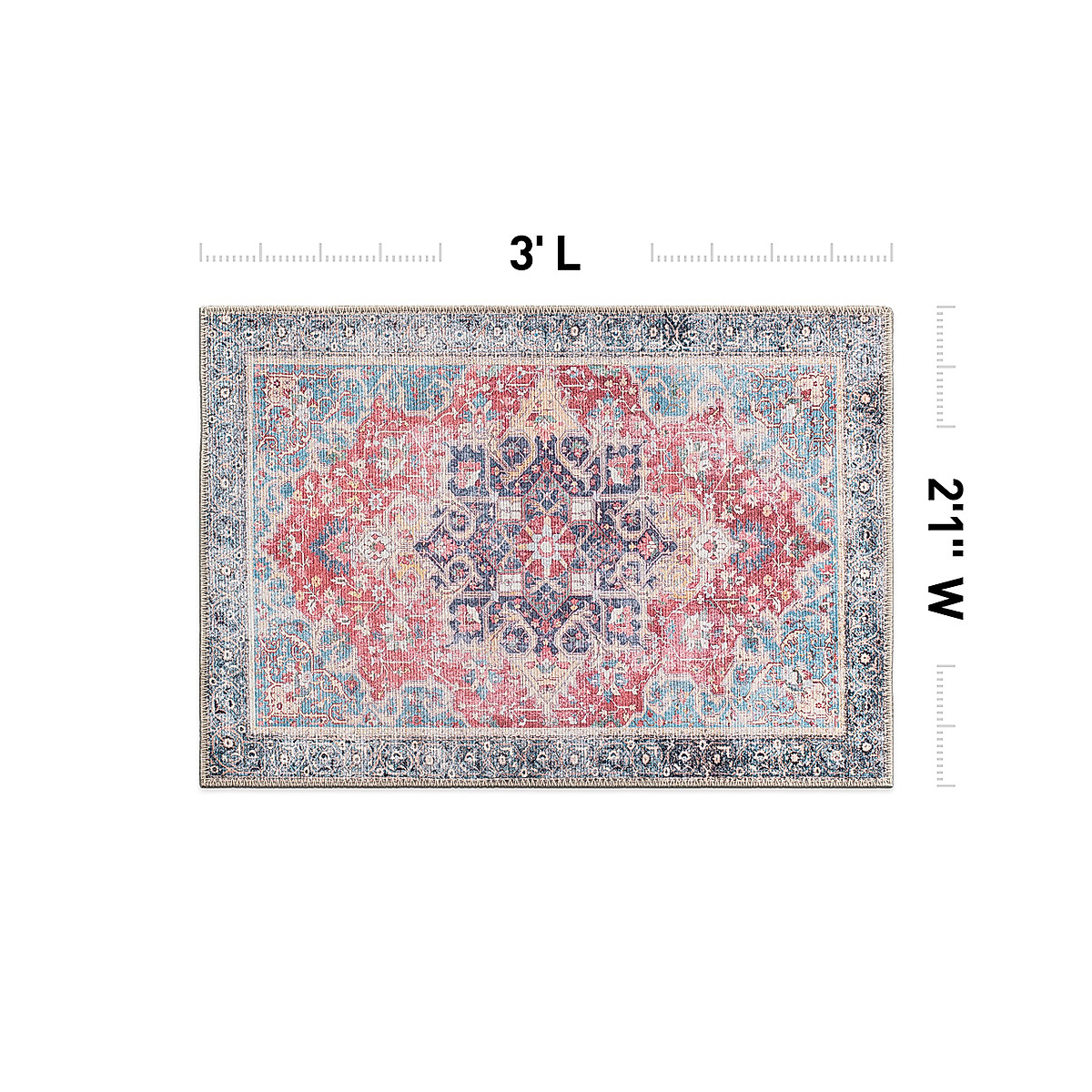 Rugshop Traditional Distressed Vintage Stain Resistant Flat Weave Eco Friendly Premium Recycled Machine Washable Area Rug 2'1"x3' Multi