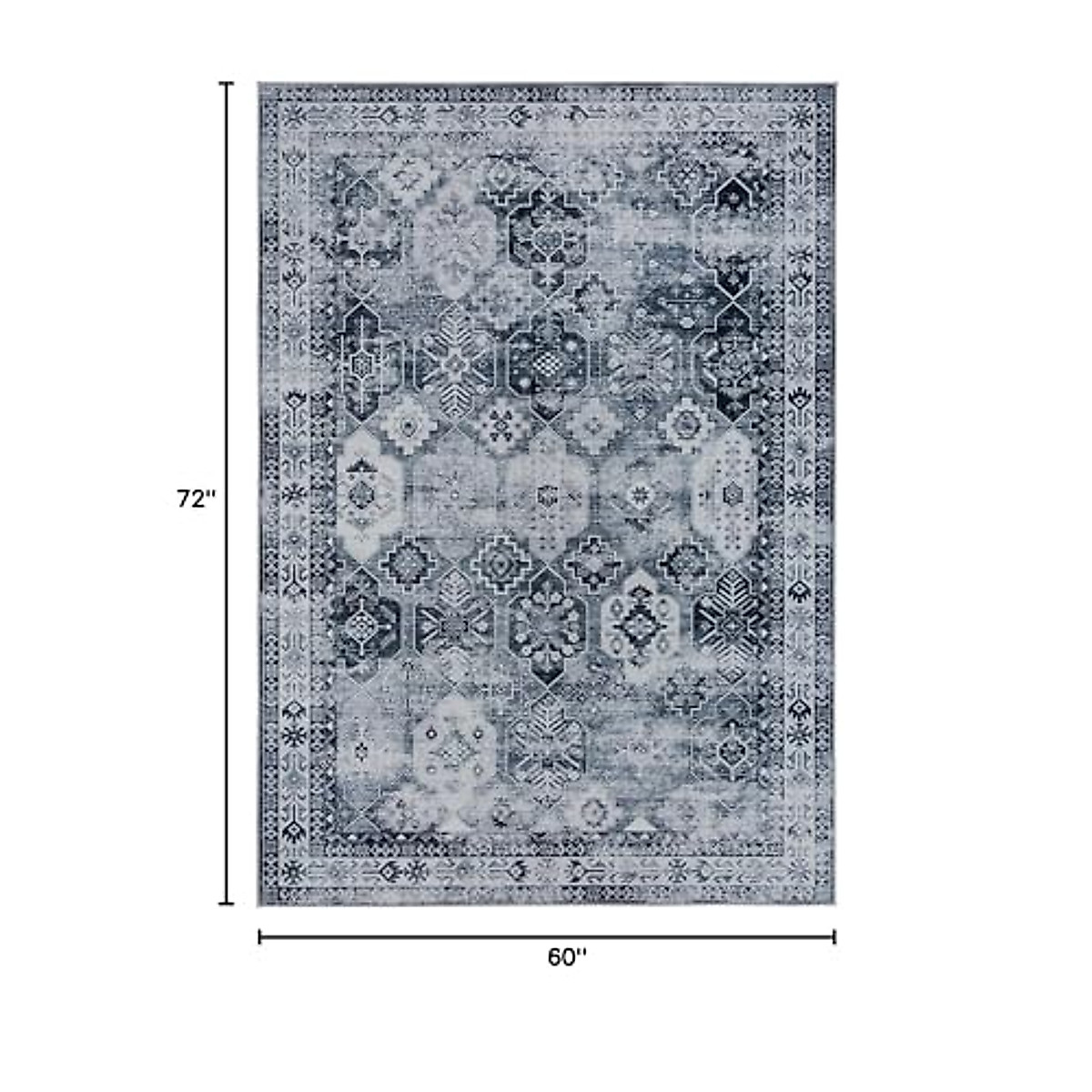 DECOMALL BAOLA Vintage Area Rugs, Traditional Carpet for Bedroom Foyer Laundry Room, Gray-Blue 4'x6'