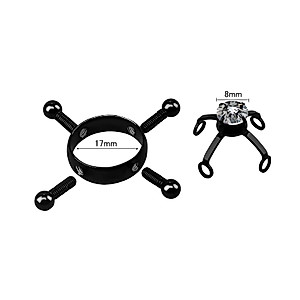 2Pcs Non-Piercing Nipple Rings Stainless Steel CZ Nipple Shield Rings Adjustable Barbell Ring Bar Nipple Rings Body Nipple Jewelry Black