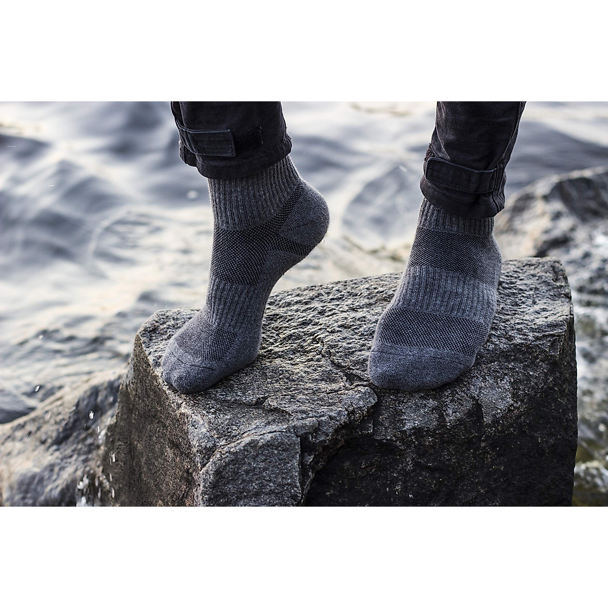 281Z Military Cotton Micro Crew Boot Socks - Cushioned Sole - Moisture Wicking - Odor Resistant - Hiking Trekking Outdoor (Dark Grey Small 4 Pairs Pack)