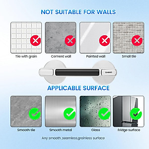 EHRRD A Pair(Two) Suction Cup Bathroom Grab Bar with Black Accent - Secure Safety Handle for Bathtubs and Showers, Non-Slip Shower Handrail for Seniors and Elderly, No Drilling Required (Black)